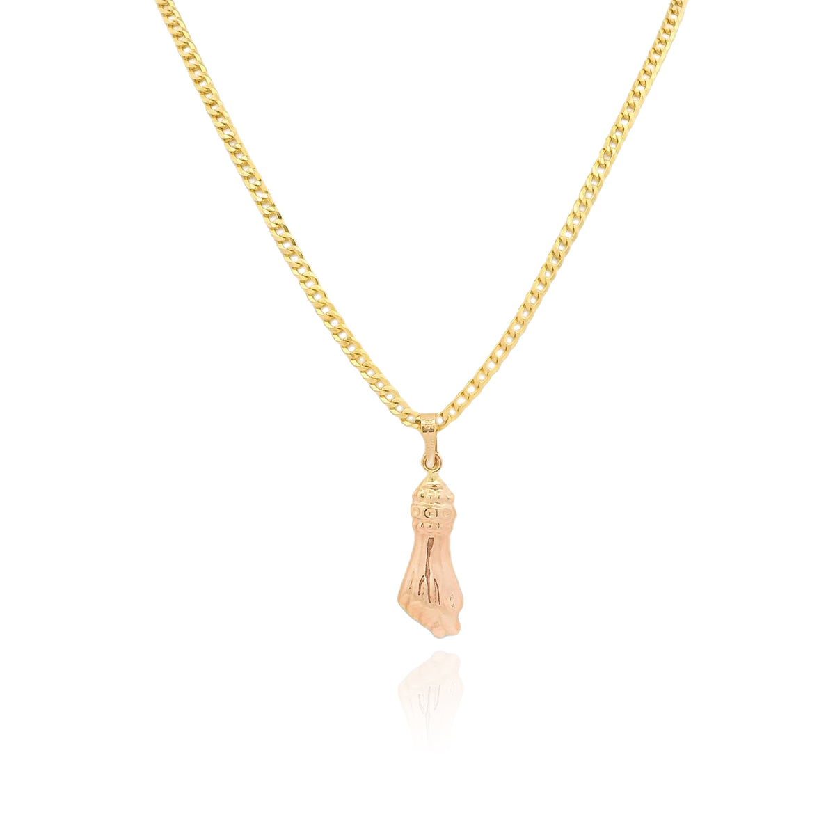 14k Gold Azabache Pendant W/ Solid Cuban Chain (16” Inches) JTJ ...