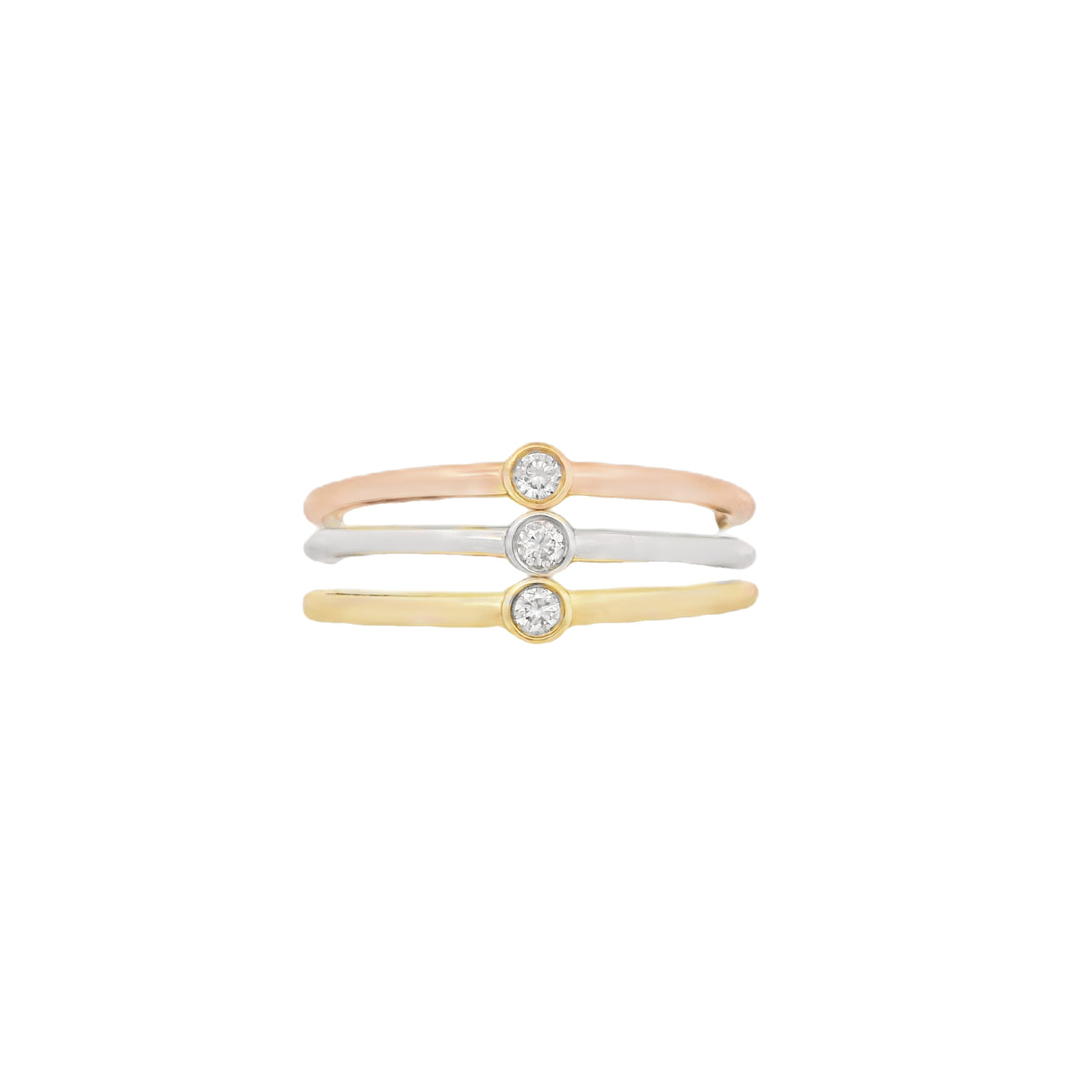 14K Women Tricolor Stack Diamond Rings 💎 JTJ™ – Javierthejeweler