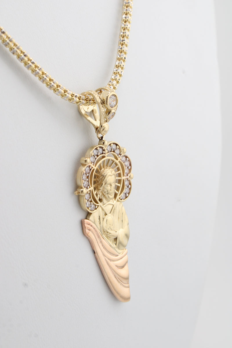 *NEW* BX 14k Moon Ice Chain W/ Jesus Pendant (CZ) - JTJ™ | Javierthejeweler